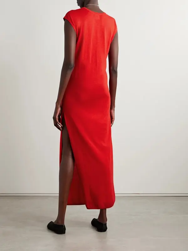 leset red dress LESET Yoko V Midi Dress in Red