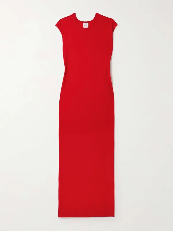 leset red dress LESET Yoko V Midi Dress in Red