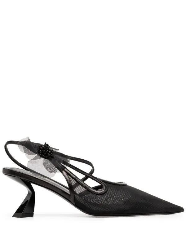 NENSI DOJAKA 65mm Faux-flower Leather Pumps