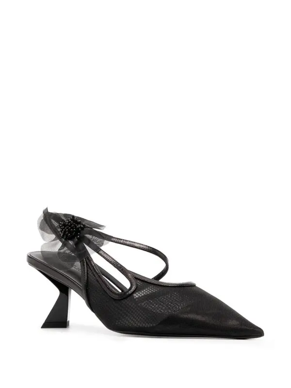 NENSI DOJAKA 65mm Faux-flower Leather Pumps