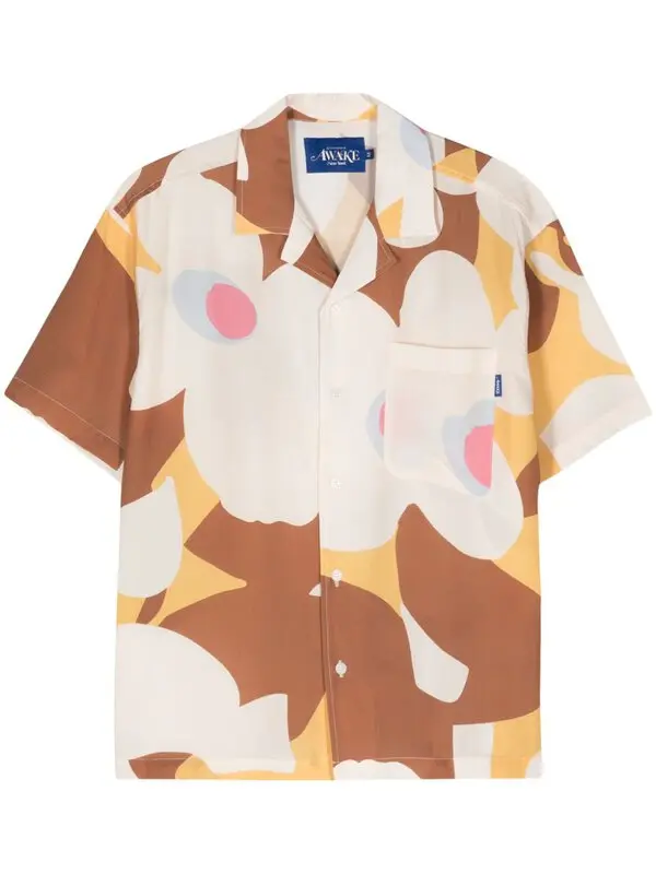 AWAKE NY Floral-print Short-sleeve Shirt - Neutrals