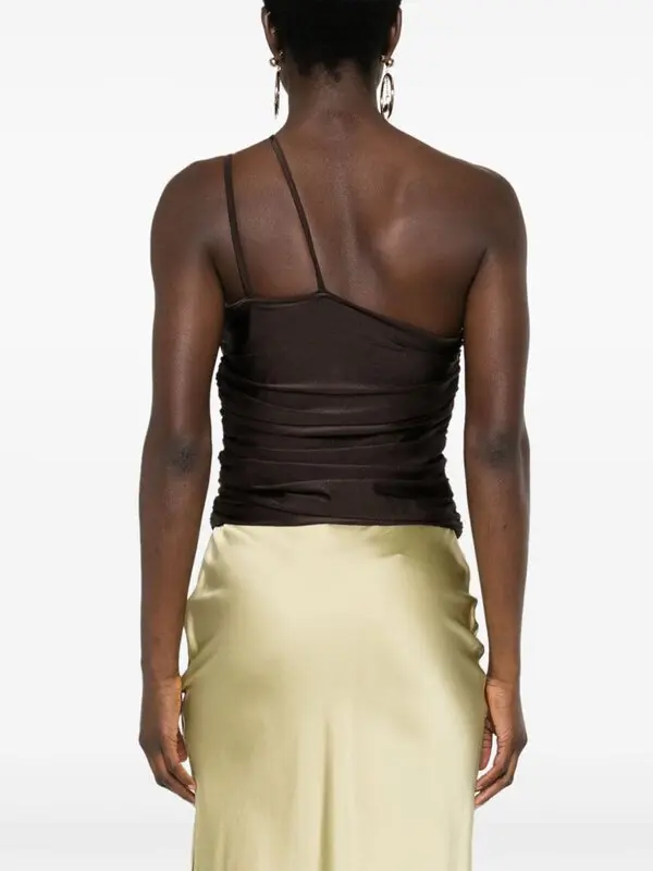 Amen Cut-out Asymmetric Top - Brown