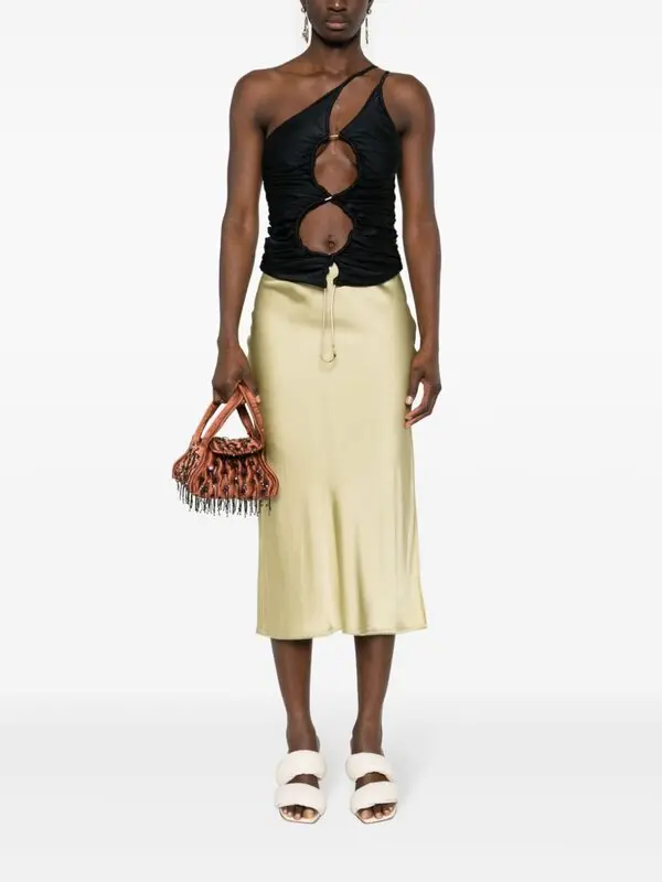 Amen Cut-out Asymmetric Top - Black