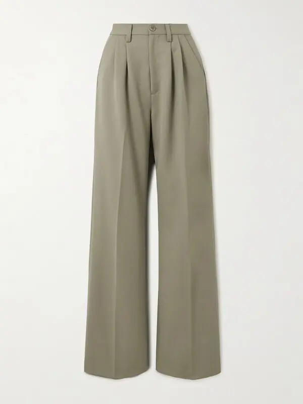 ANINE BING Carrie Pleated Wide-leg Pants