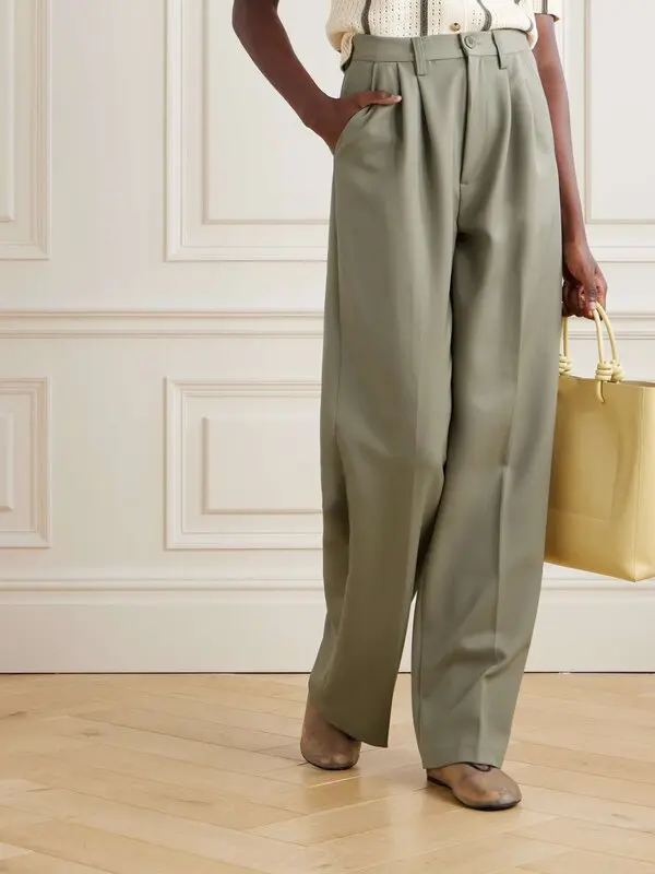 ANINE BING Carrie Pleated Wide-leg Pants
