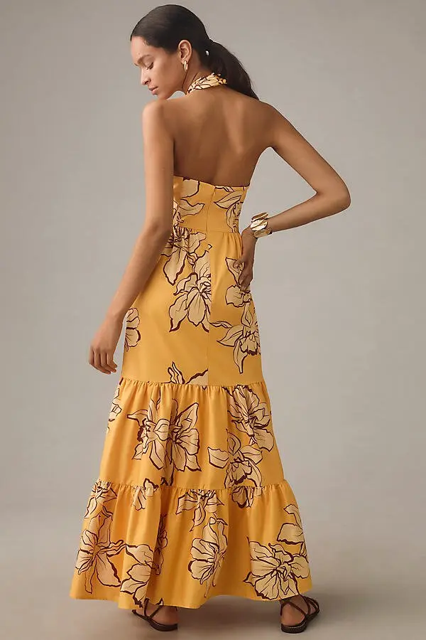 Hutch Floral Halter Maxi Dress In Yellow - 70% Off | Editorialist