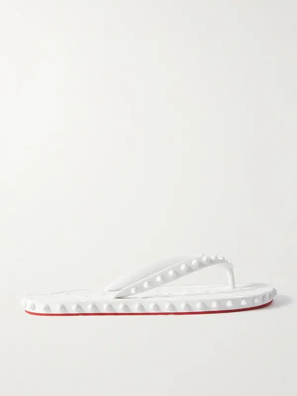 CHRISTIAN LOUBOUTIN Super Loubi Studded Flip Flops - White