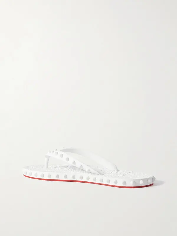 CHRISTIAN LOUBOUTIN Super Loubi Studded Flip Flops - White