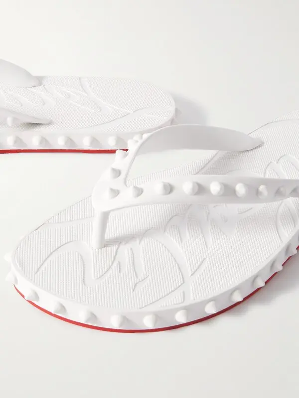 CHRISTIAN LOUBOUTIN Super Loubi Studded Flip Flops - White