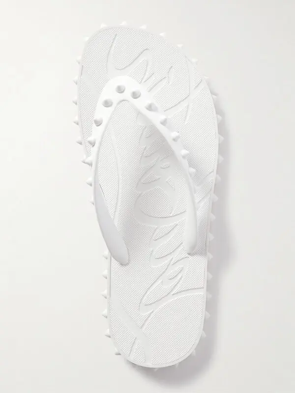 CHRISTIAN LOUBOUTIN Super Loubi Studded Flip Flops - White