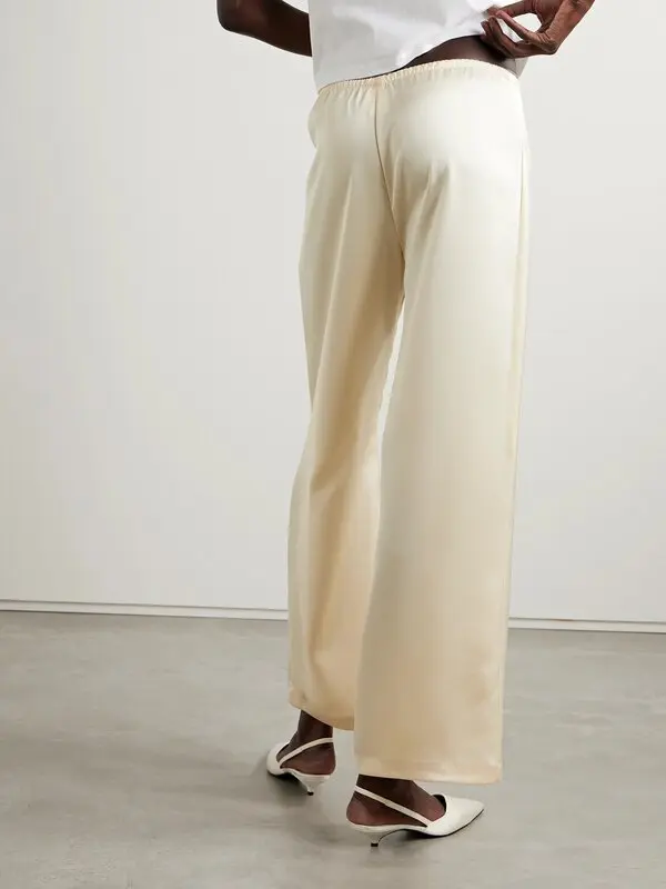 LESET Barb Washed-satin Wide-leg Pants