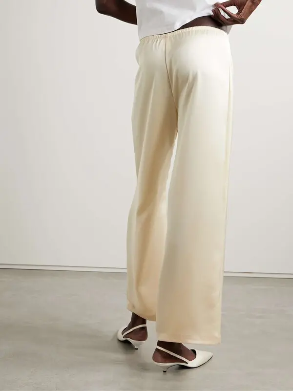 LESET Barb Washed-satin Wide-leg Pants