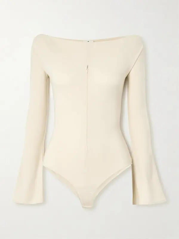 COURREGES Off-the-shoulder Jersey Bodysuit - Off-white