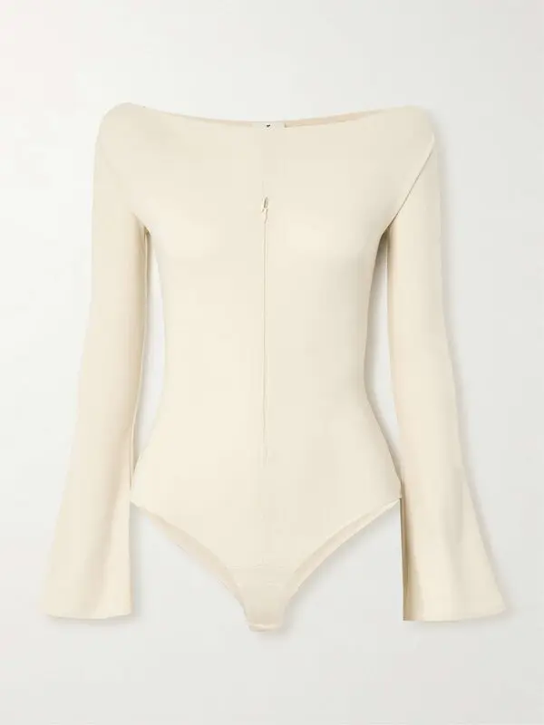 COURREGES Off-the-shoulder Jersey Bodysuit - Off-white