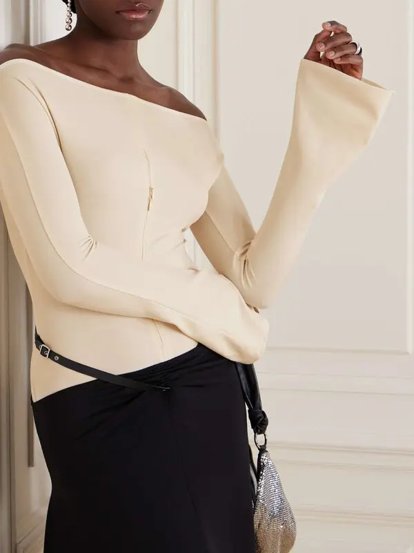 COURREGES Off-the-shoulder Jersey Bodysuit - Off-white