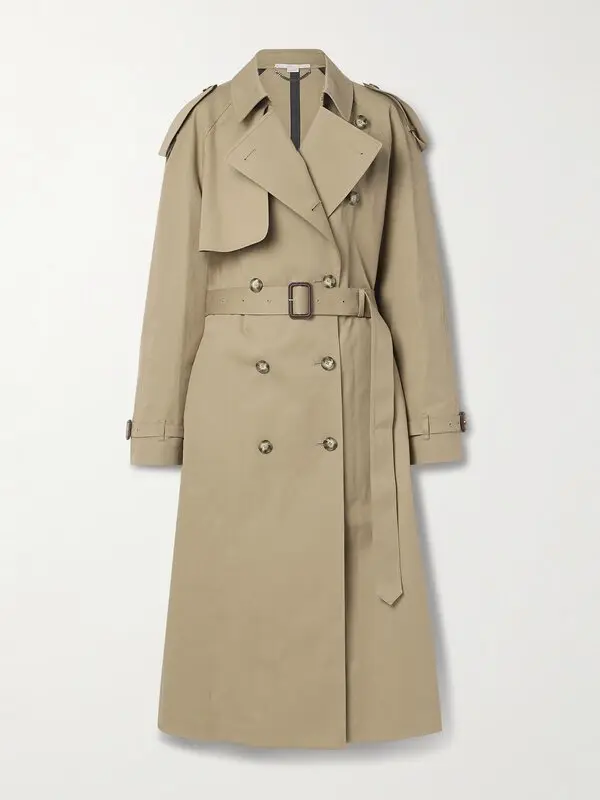 Stella McCartney - Belted Double-Breasted Cotton-Gabardine Trench Coat