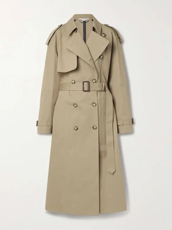 Stella McCartney - Belted Double-Breasted Cotton-Gabardine Trench Coat