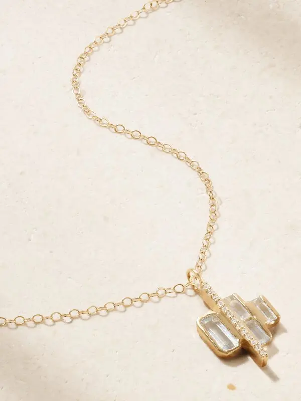 MELISSA JOY MANNING Cityscape Aquamarine And Diamond Necklace - Gold