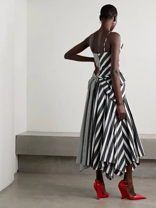 asymmetrical striped maxi dress ClodeEU Women's Asymmetrical Off Shoulder Puff Sleeve Striped Maxi Dress,Casual  Loose Fit Boho Maxi Dress Blue,Women's Plus L