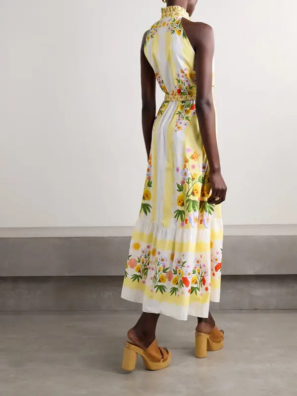 butter midi dress Brown Butter High Slit Midi Dress, Nightfall Botanic / M