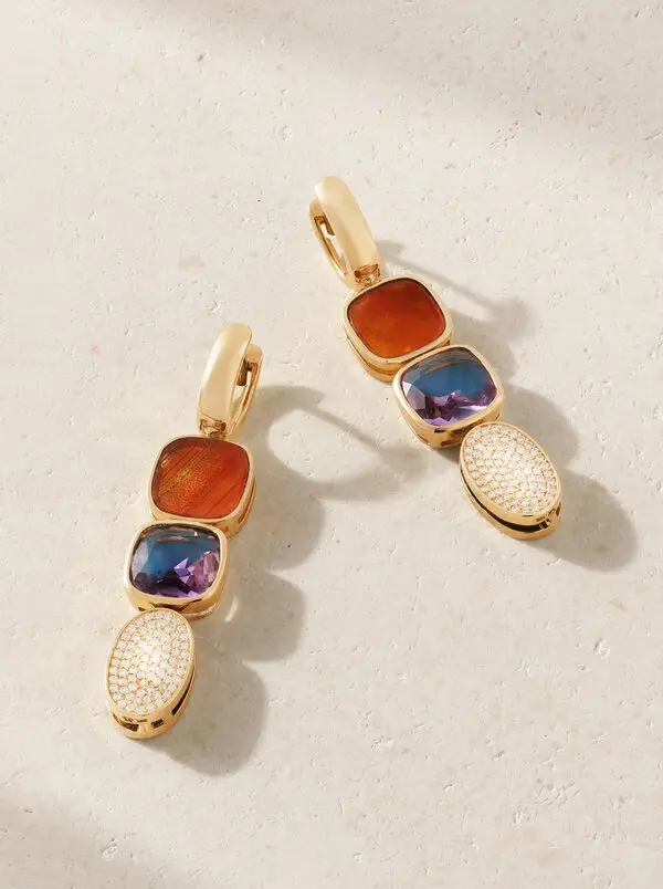 MARLA AARON 18-karat Multi-stone Dangle Earrings - Gold
