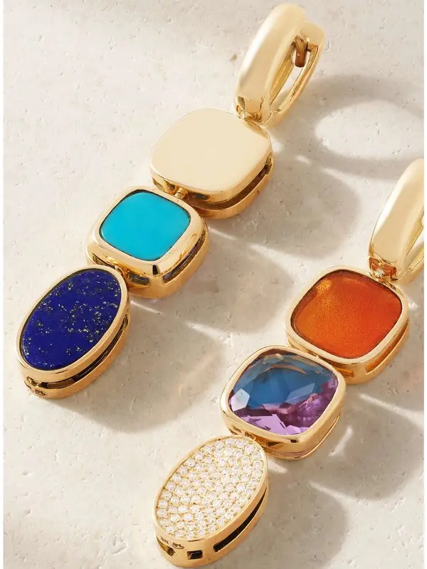 MARLA AARON 18-karat Multi-stone Dangle Earrings