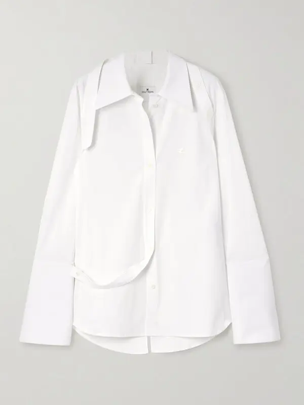 COURREGES Embellished Cotton-blend Poplin Shirt
