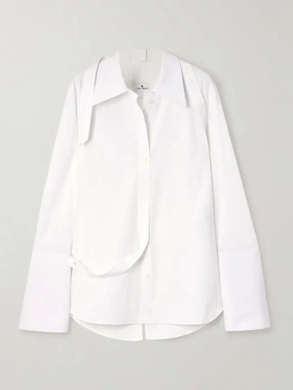 COURREGES Embellished Cotton-blend Poplin Shirt