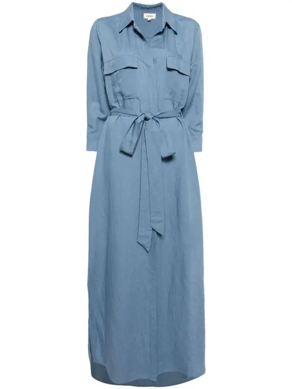 L'Agence Cameron Linen-blend Shirt Dress - Blue