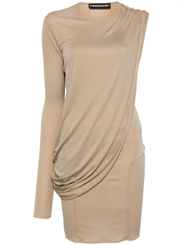 ANDREĀDAMO Asymmetric Draped Dress - Neutrals