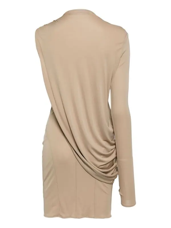 ANDREĀDAMO Asymmetric Draped Dress - Neutrals