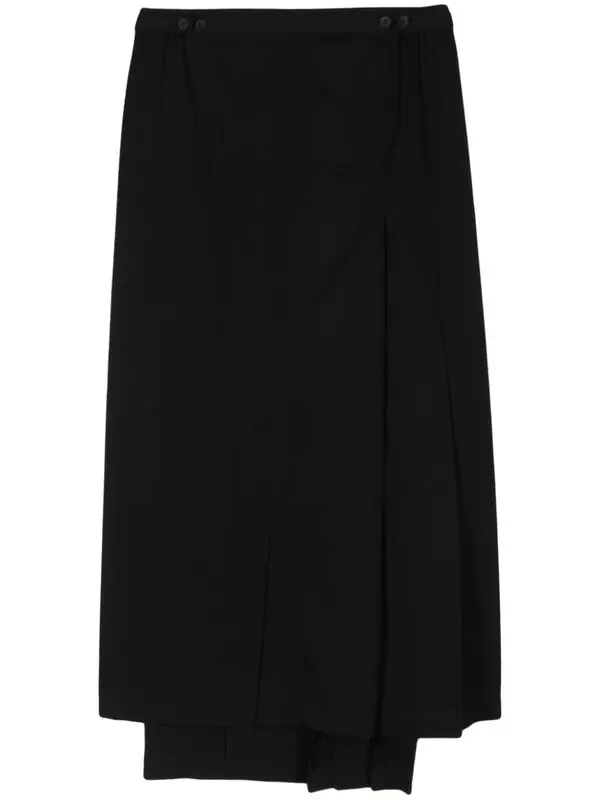 Yohji Yamamoto Asymmetric Wool Below-knee Skirt