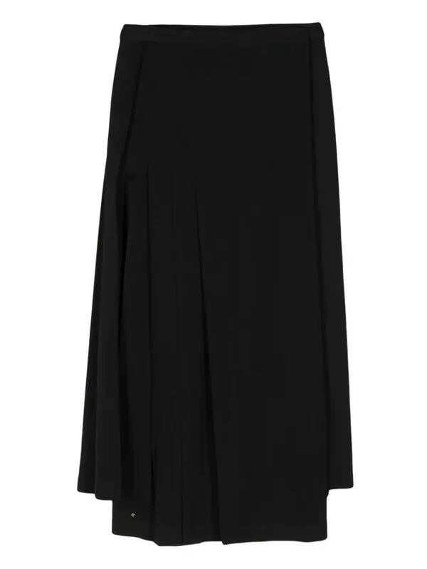 Yohji Yamamoto Asymmetric Wool Below-knee Skirt