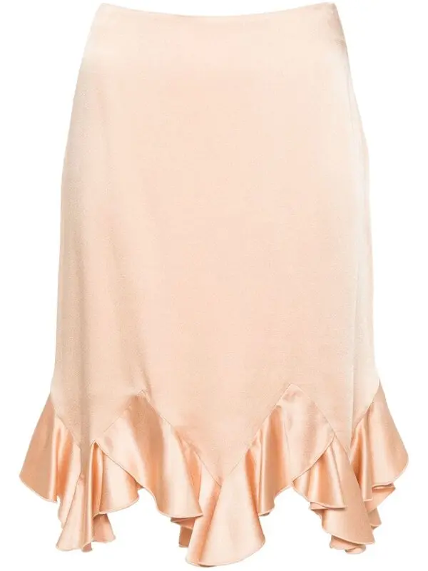 Stella McCartney Ruffled Satin Midi Skirt - Neutrals