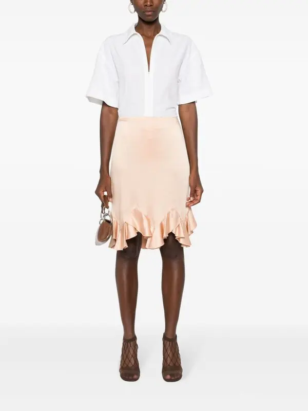 Stella McCartney Ruffled Satin Midi Skirt - Neutrals