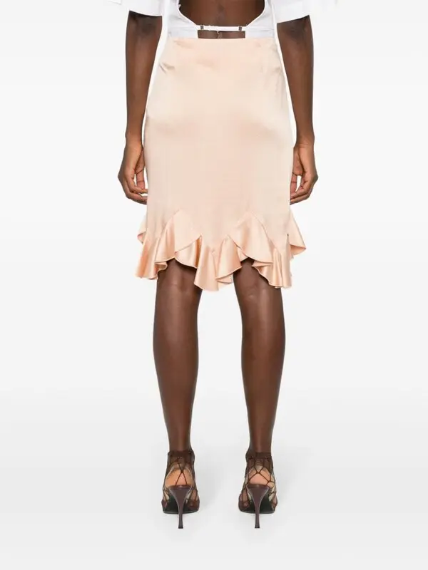 Stella McCartney Ruffled Satin Midi Skirt - Neutrals