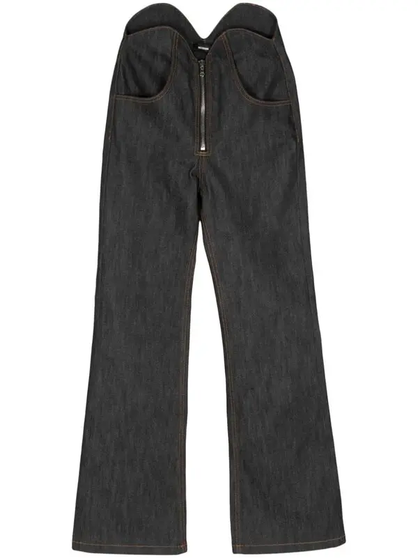 We11Done Uneven Thigh-rise Wide-leg Jeans - Blue