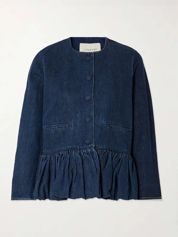 LIBEROWE Denim Peplum Jacket - Blue