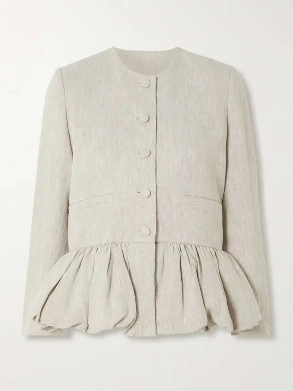 LIBEROWE Linen Peplum Jacket - Sand