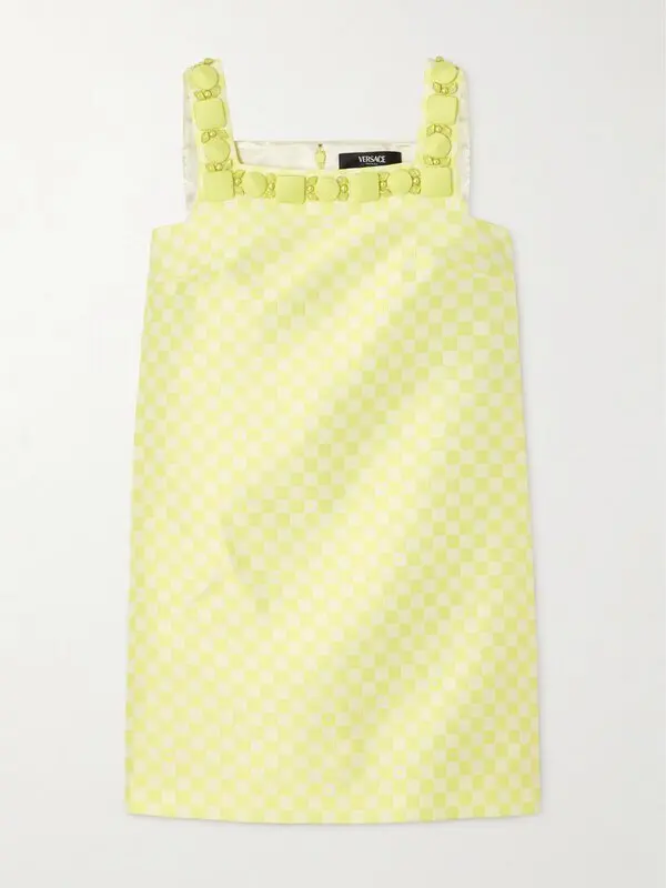 Versace Embellished Checked Mini Dress