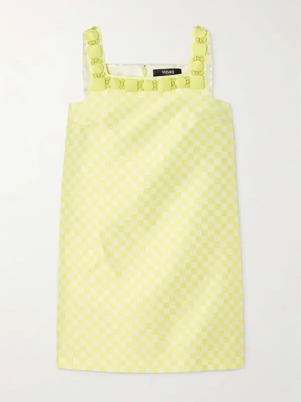 Versace Embellished Checked Mini Dress