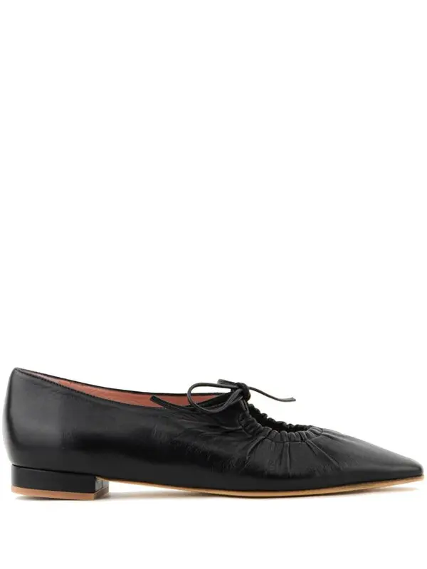 PAUL WARMER Elba Leather Ballerina Shoes - Black