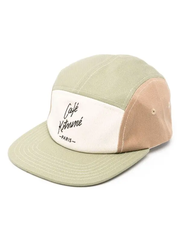 CAFÉ KITSUNÉ Logo-print Cotton Cap - Green