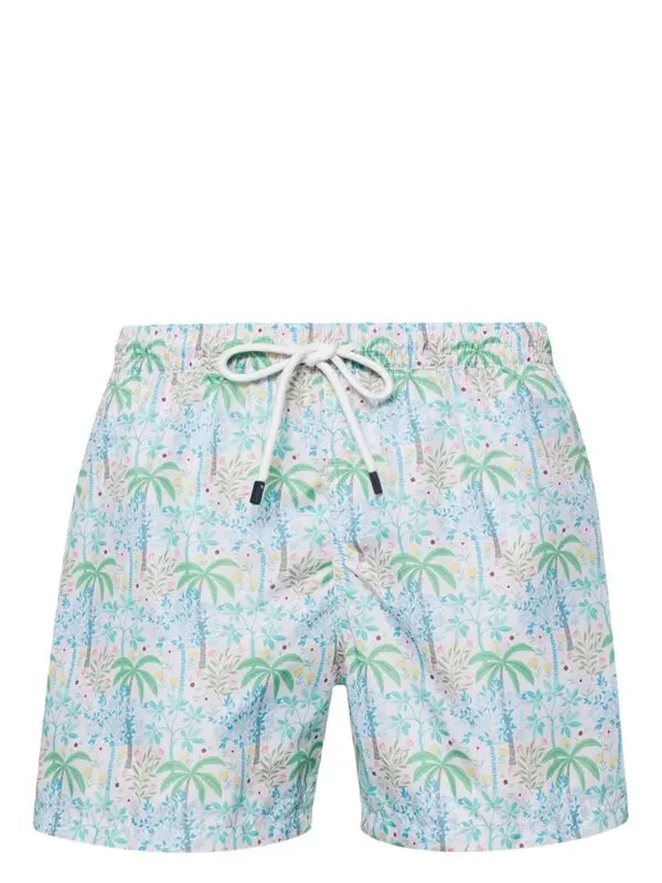 Fedeli Madeira Botanical-print Swim Shorts - White
