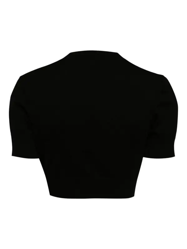 トップス PATOU cropped patou inatarsia top BLACK Patou Logo-Jacquard Knitted Cropped Top In Black - 48% Off