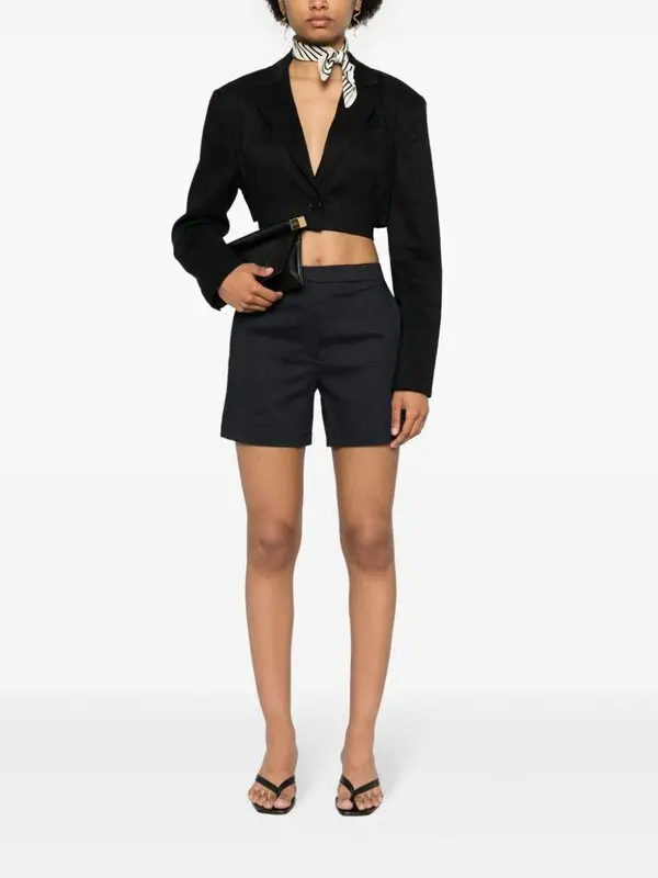 Theory Tailored Linen Blend Shorts - Blue