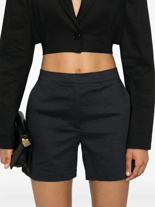 Theory Tailored Linen Blend Shorts - Blue