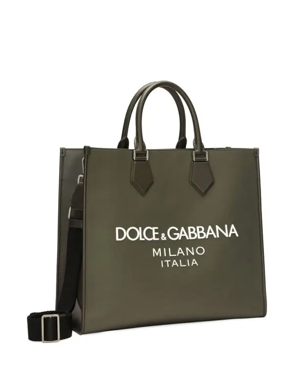 Dolce & Gabbana Large Logo-Print Tote Bag In Green - 40% Off