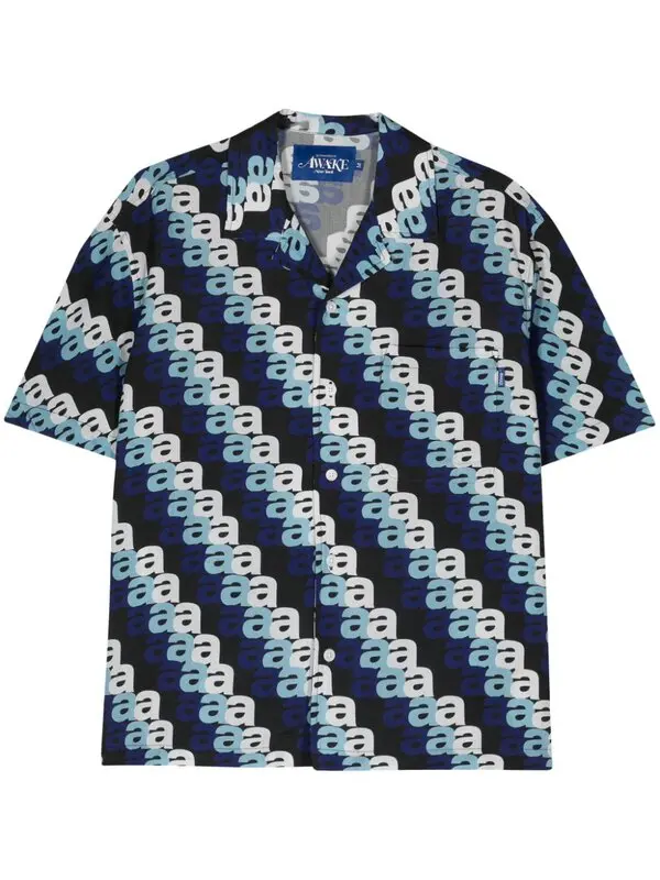 AWAKE NY Logo-print Tencel™ Shirt - Blue