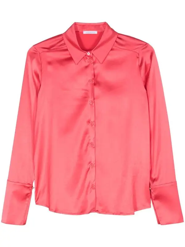 Patrizia Pepe Spread-collar Satin Shirt - Pink